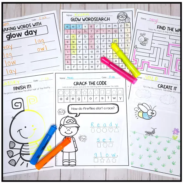 Glow Day Math and Literacy Activities - Rhody Girl Resources