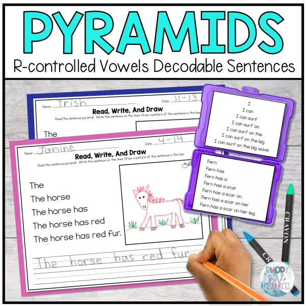 r-controlled vowels Decodable Sentence Pyramids - Rhody Girl Resources