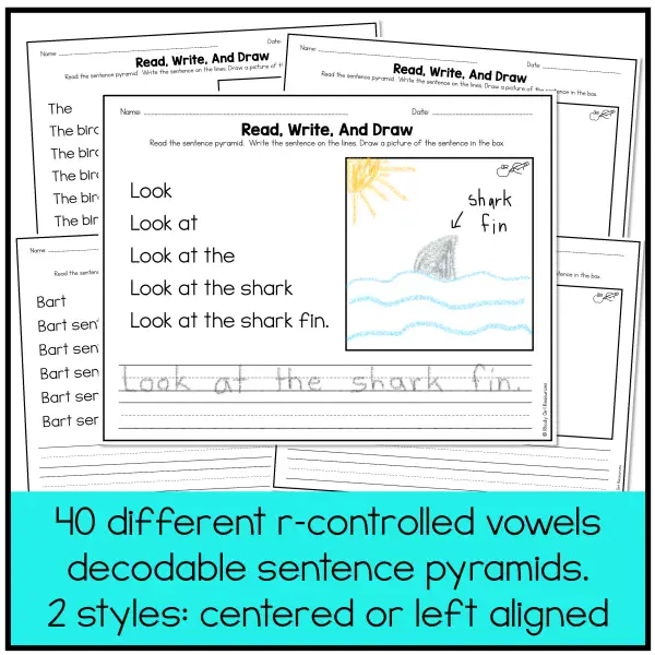 r-controlled vowels Decodable Sentence Pyramids - Rhody Girl Resources