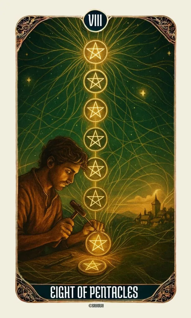 Eight Of Pentacles Tarot Card Meaning - Minor Arcana Tarot Card ...