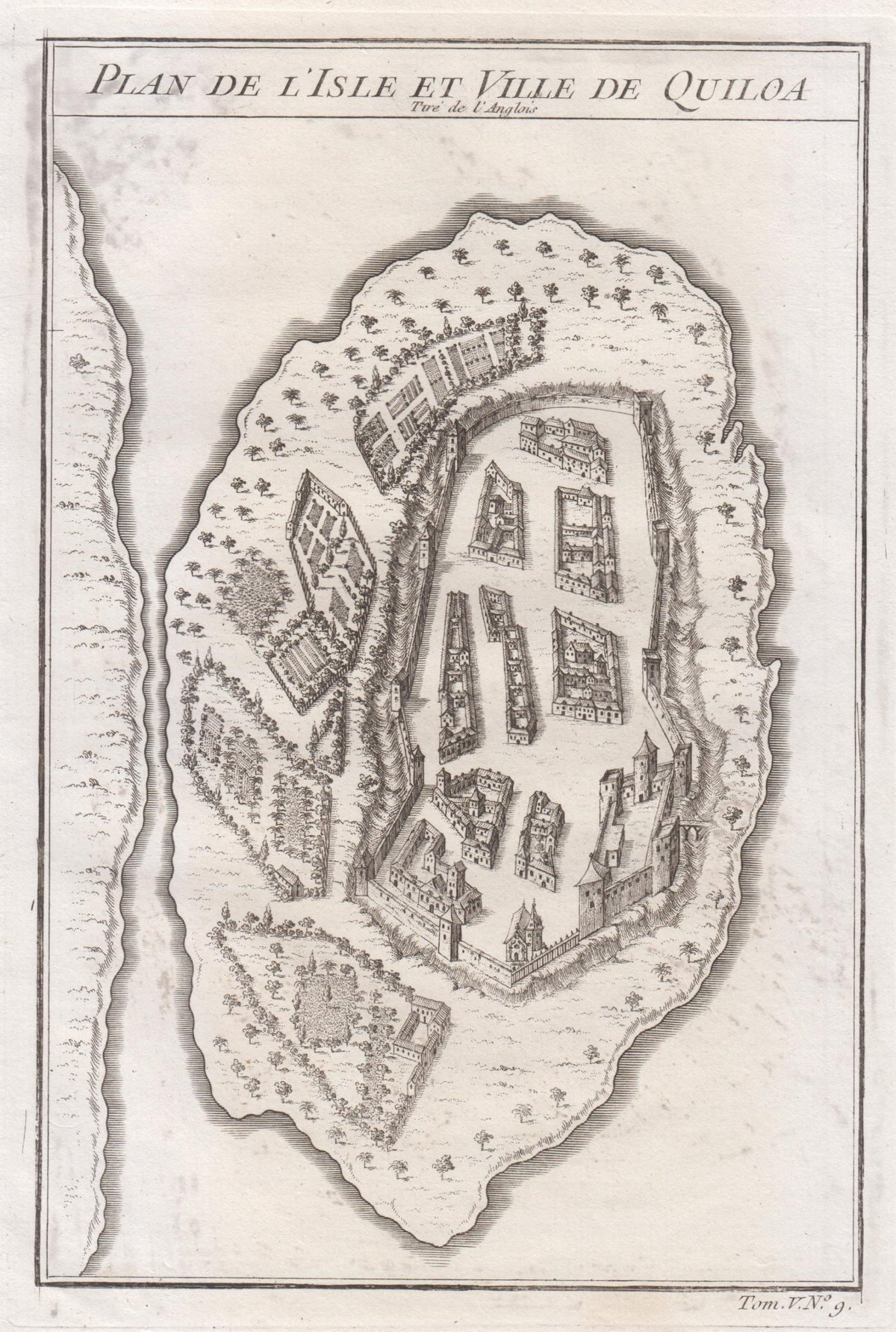 Kilwa Kisiwan Map Plan Antique Print Tanzania 1748 Bellin