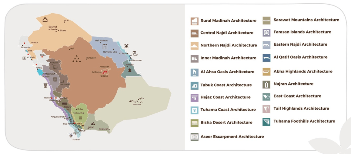 MBS Announces Saudi Architecture Characters Map | Soul of Saudi