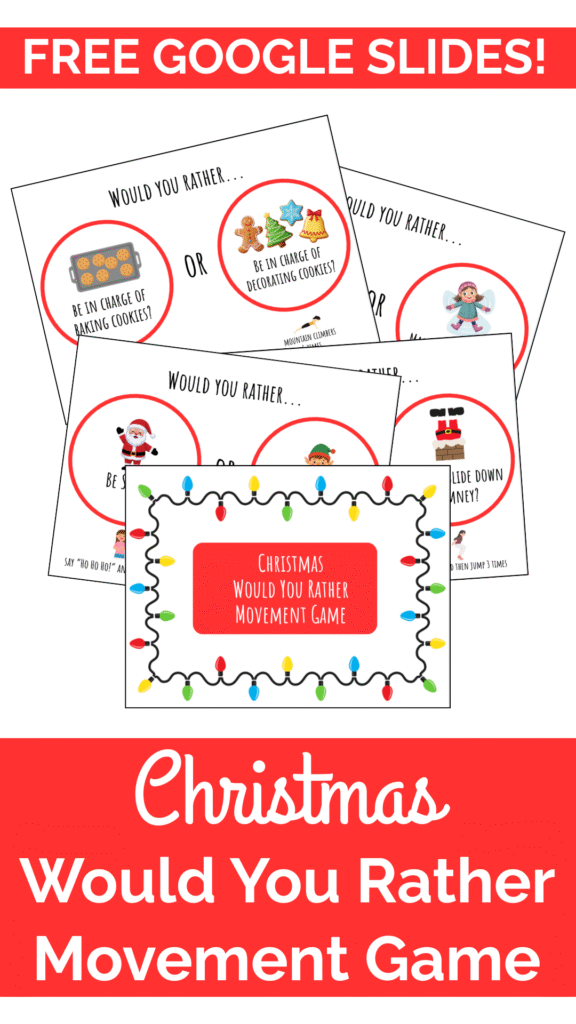 Christmas Movement Would You Rather Game for Kids - The Inspired Treehouse