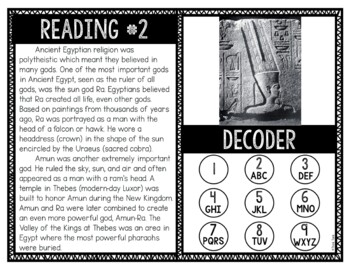 Egyptian Gods - Ancient Egypt Reading Comprehension and Puzzle Escape ...