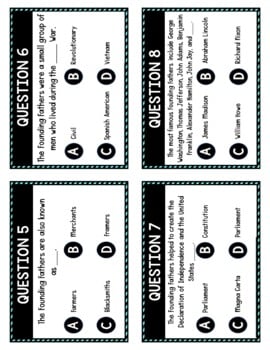 Founding Fathers Task Cards Review Game Activity