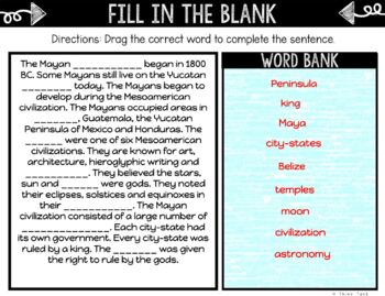 Maya Civilization DIGITAL Interactive Notebook | Choice Board