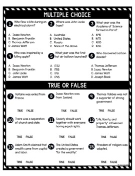 Age of Enlightenment DIGITAL Reading Passage & Questions Self Grading ...