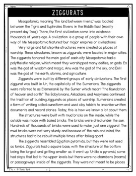 Ziggurats Ancient Mesopotamia Text Marking Detective Mystery - Reading ...