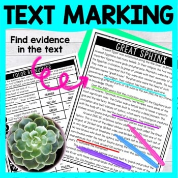 Great Sphinx Color by Number - Close Reading & Text Marking - Ancient ...