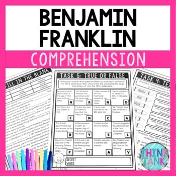 Benjamin Franklin Comprehension Challenge - Close Reading - Think Tank ...