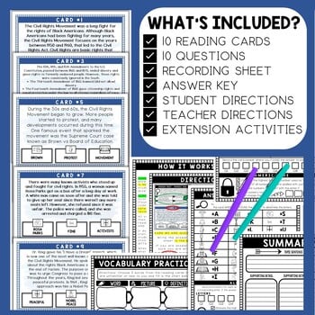 Civil Rights Movement Scavenger Hunt - Reading Comprehension Activity ...