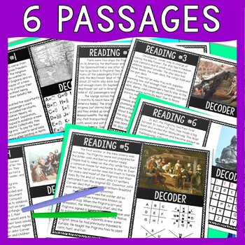 Mayflower and Plymouth Reading Comprehension and Puzzle Escape Room ...