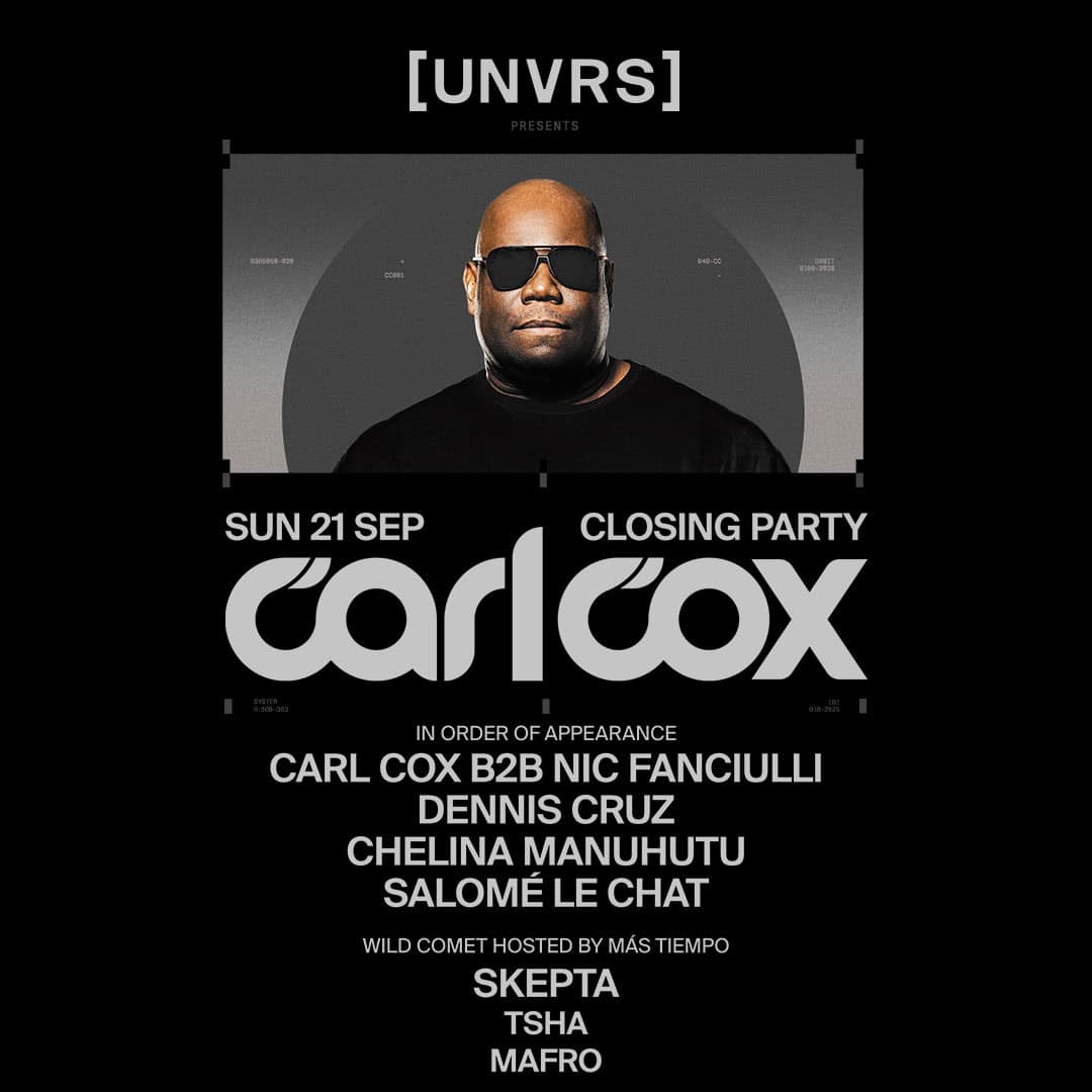 Impreza zamykająca autorstwa Carla Coxa w [UNVRS] - Imprezy na Ibizie 2025