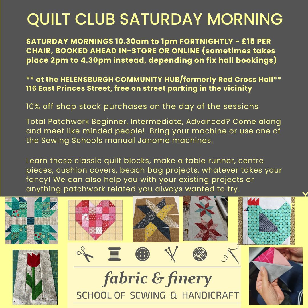 Saturday AM Quilt Club fortnightly 10.30am-1pm, 7 March 26 at Community ...