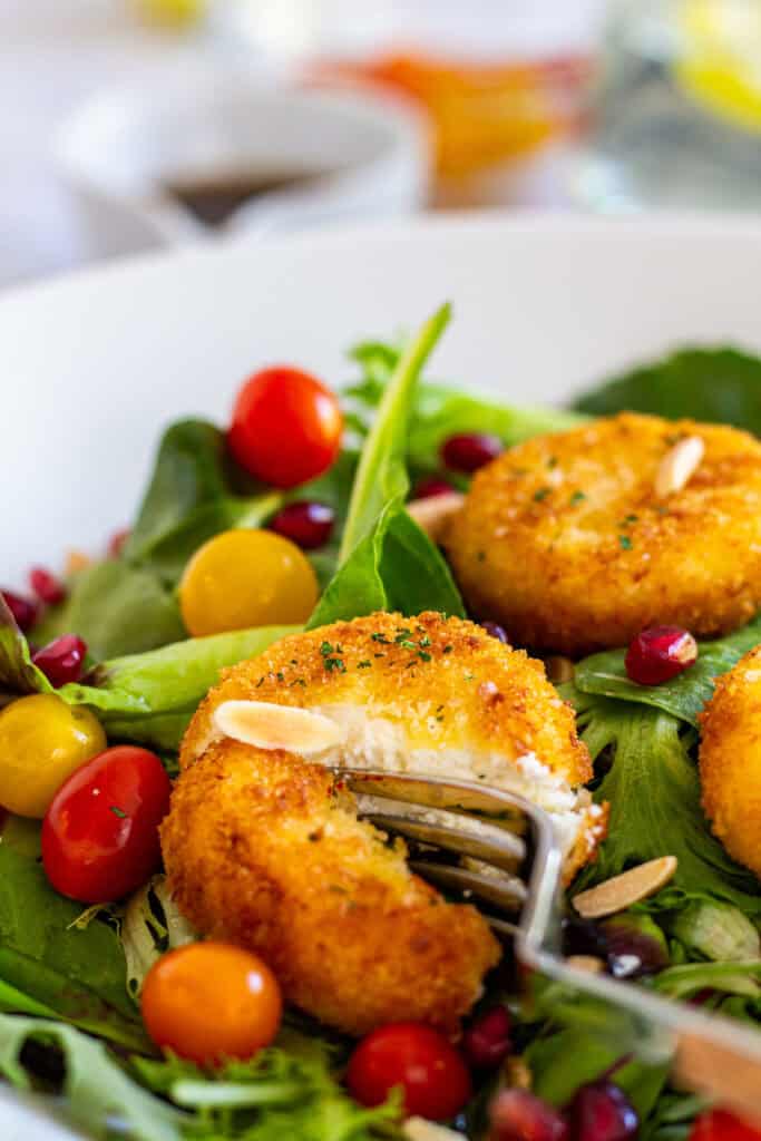 Crispy Fried Goat Cheese Salad with Balsamic Honey Vinaigrette - My ...