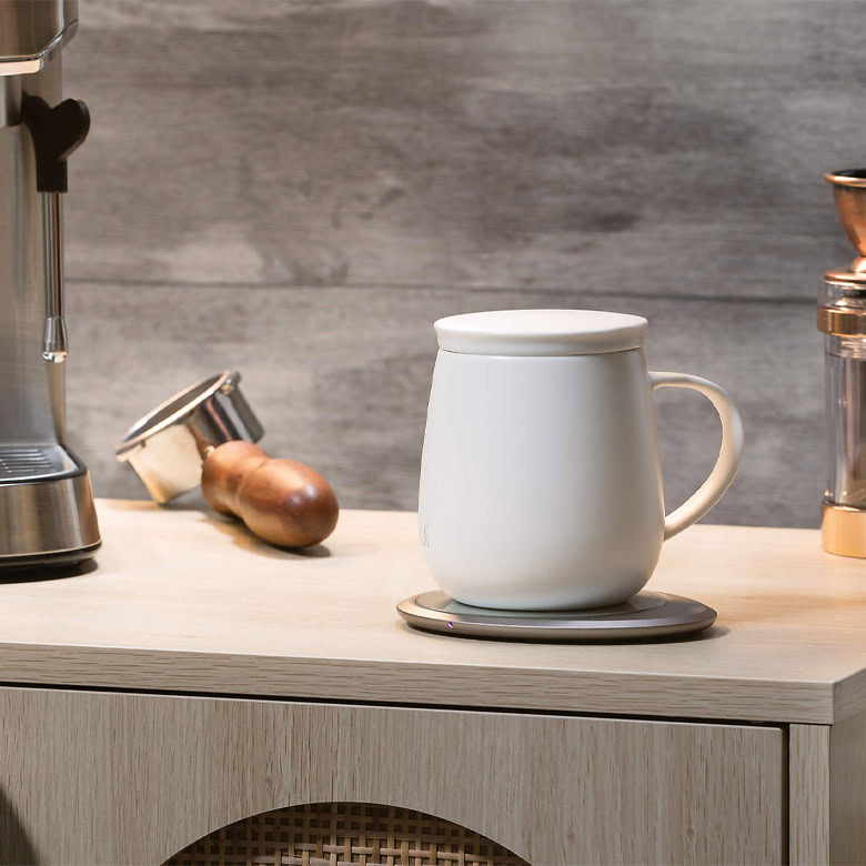 OHOM Ui 3 Jasmine White Heated Coffee Mug - Drew & Jonathan