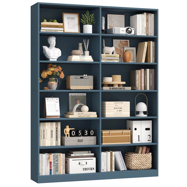 Ebern Designs Geng Wood Double 6-Tier Standard Bookcase - Drew & Jonathan