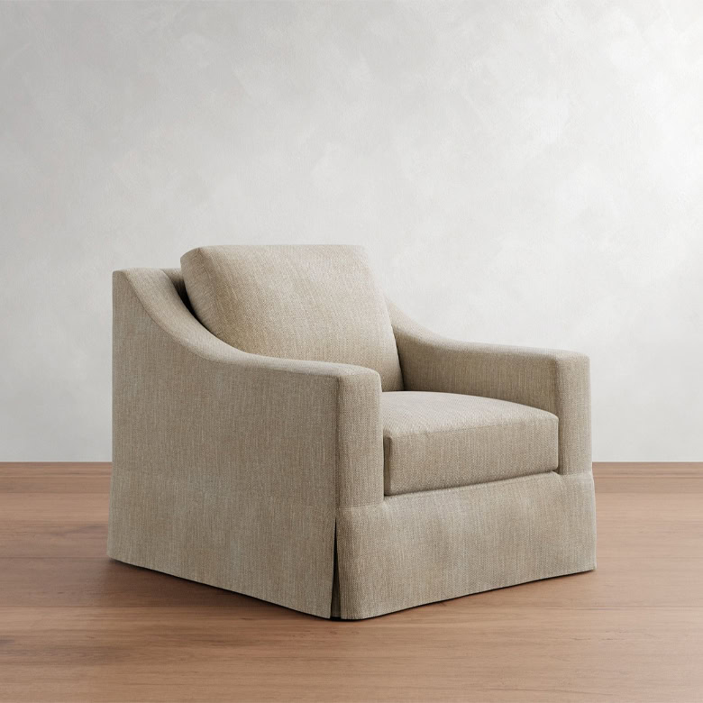 York Slope Arm Slipcovered Swivel Chair - Drew & Jonathan
