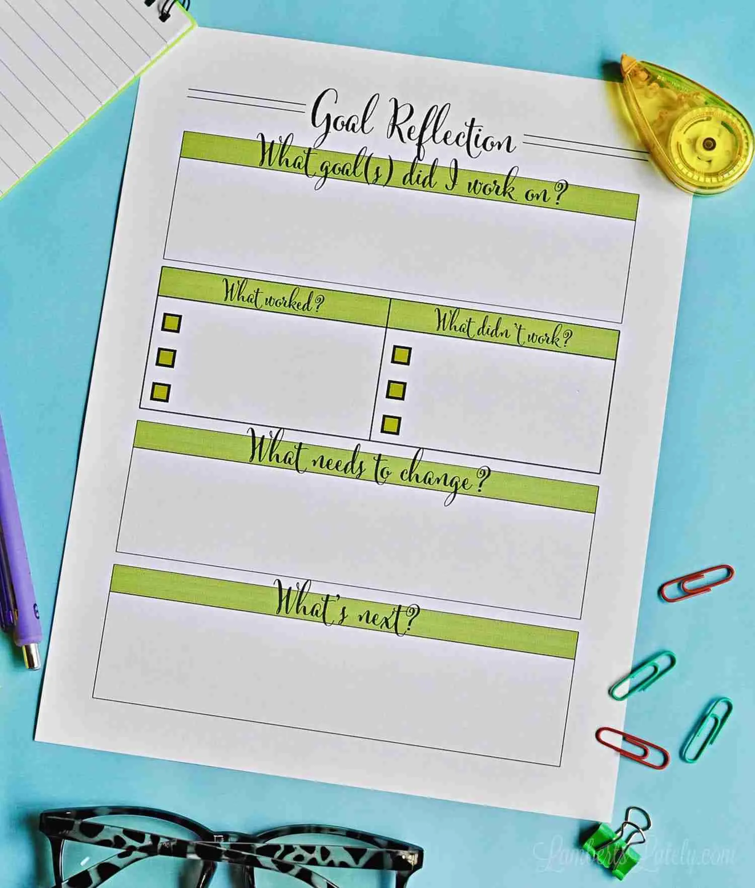 Free Printable Goal Setting Worksheet | Lamberts Lately