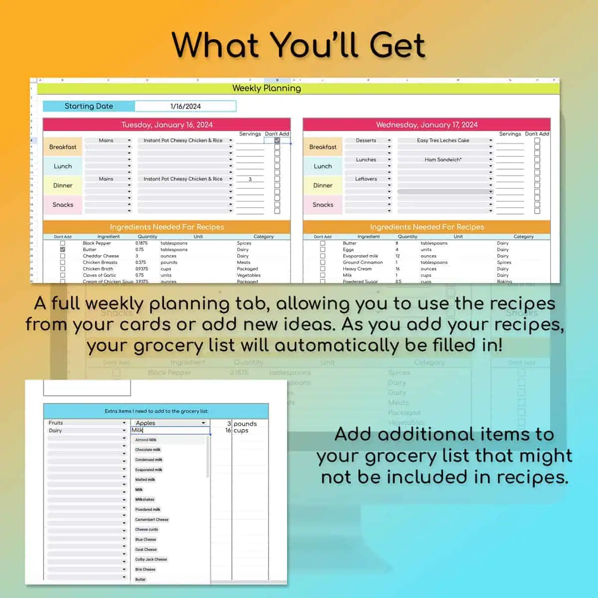 Free 3-Tab Meal Plan Template for Google Sheets | Lamberts Lately