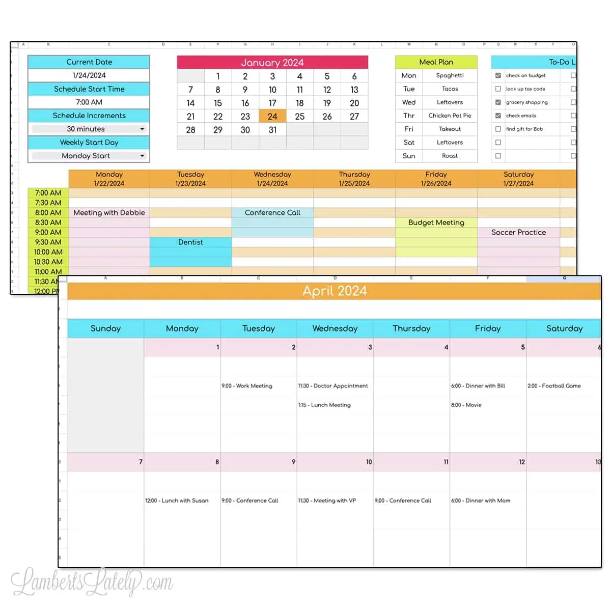 Free Google Sheets Weekly Schedule Template & Calendars | Lamberts Lately