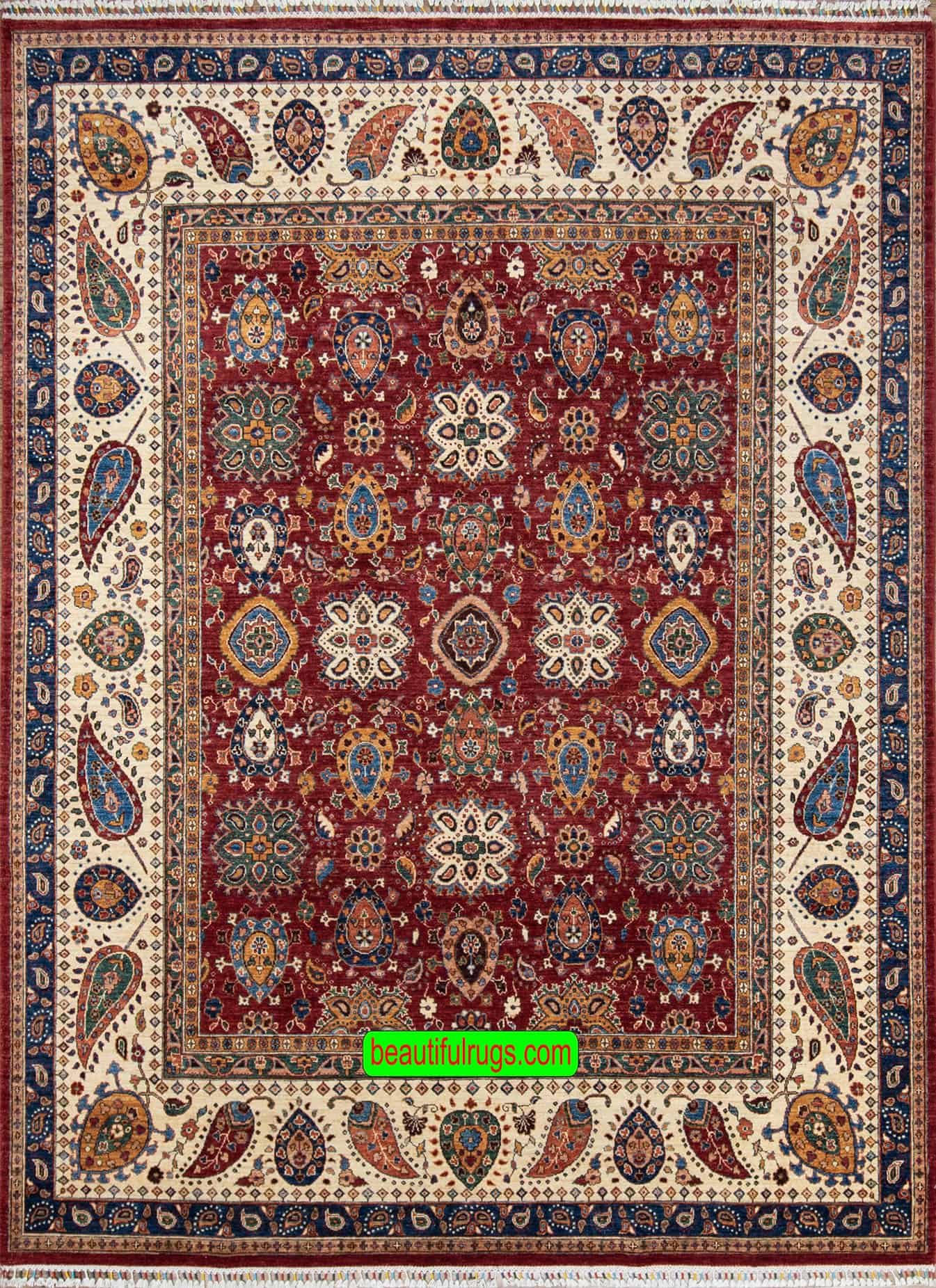 Geometric And Floral Handmade Wool Oriental Rug On Sale