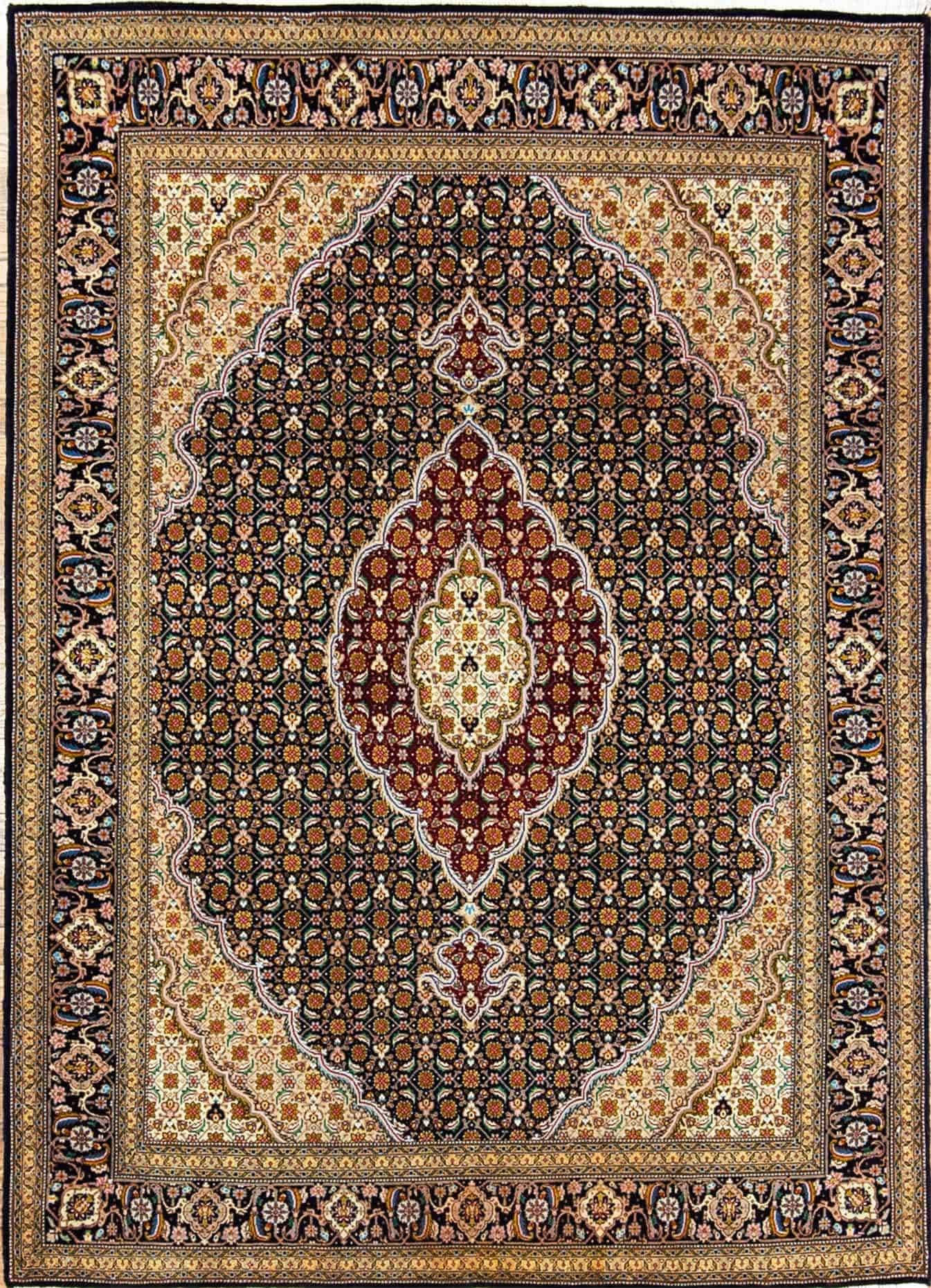 5x6 Persian Tabriz Area Rug | Black And Burgundy Area Rug