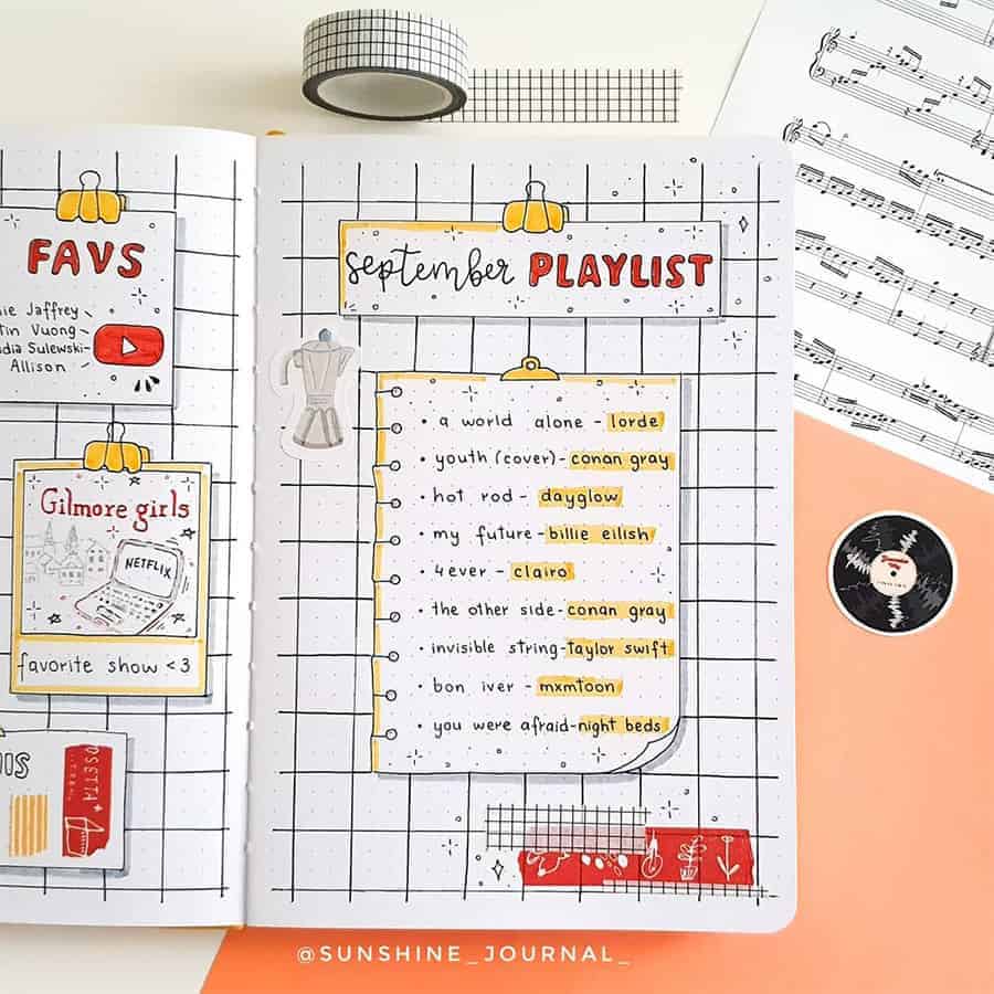 35 Bullet Journal Playlist Page Inspirations | Masha Plans