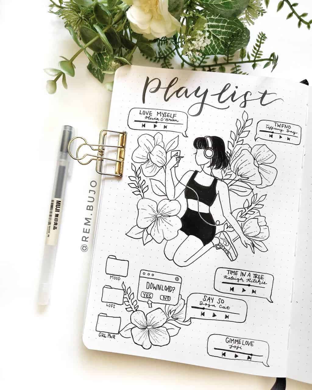 35 Bullet Journal Playlist Page Inspirations | Masha Plans