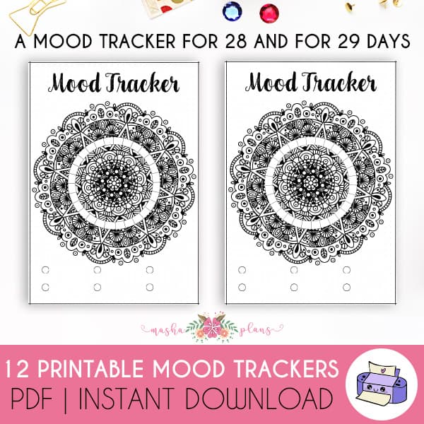 Mandala Bullet Journal Mood Tracker Bundle | Masha Plans