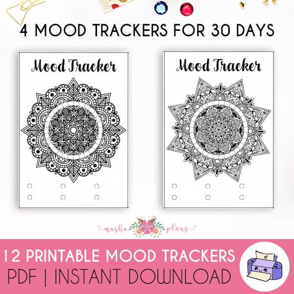 Mandala Bullet Journal Mood Tracker Bundle | Masha Plans