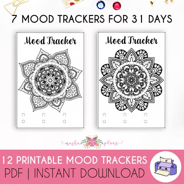 Mandala Bullet Journal Mood Tracker Bundle | Masha Plans