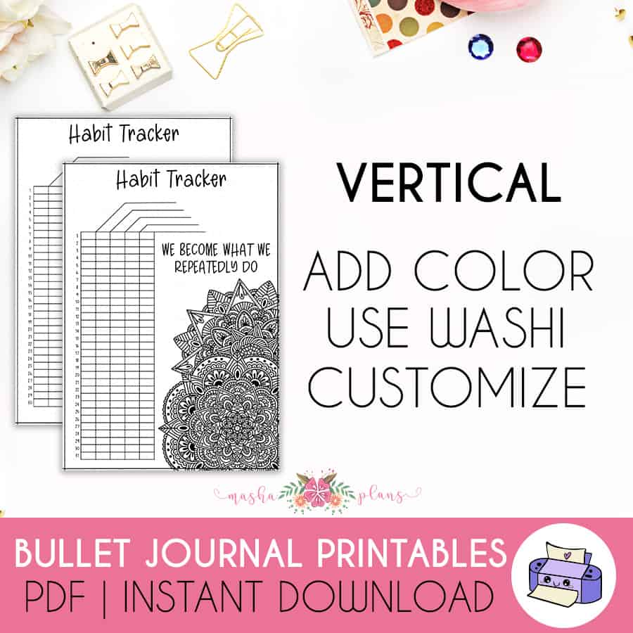 7 Bullet Journal Habit Tracker Bundle | Masha Plans