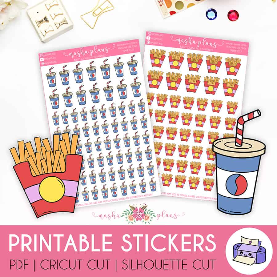 Junk Food Printable Stickers | Masha Plans