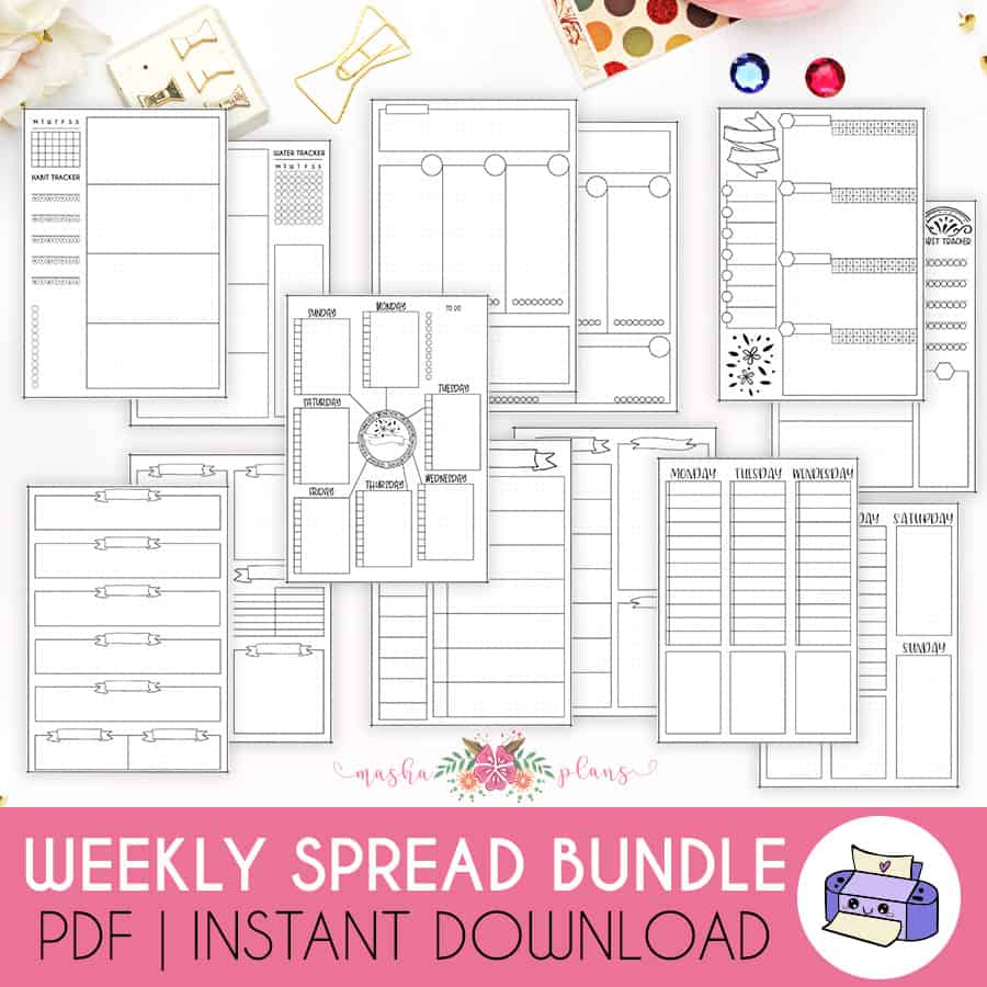 Free Printable Bullet Journal Weekly Spreads