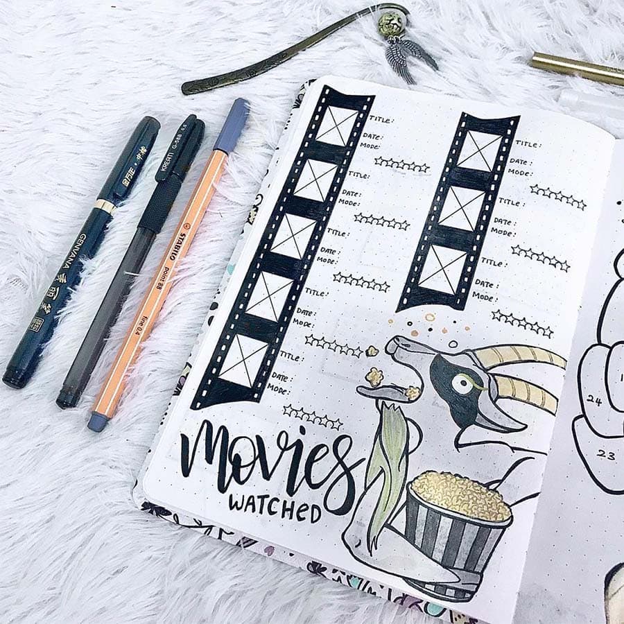 13 Creative Bullet Journal Movie Tracker Ideas