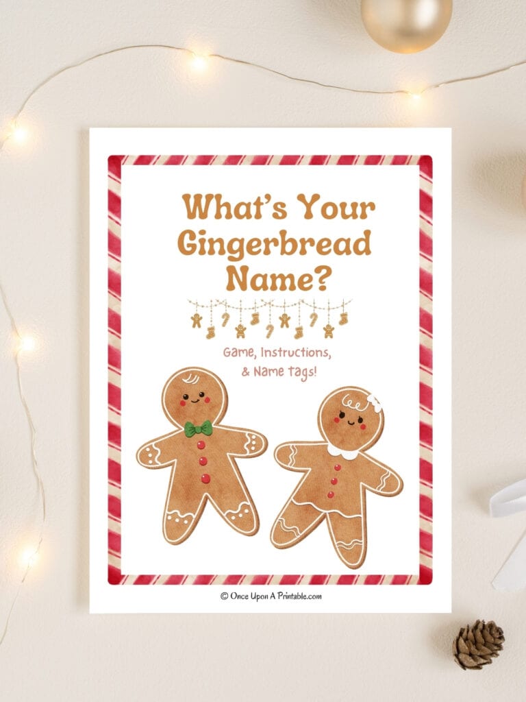"What's Your Gingerbread Name?" Game Free Printable - Once Upon A Printable