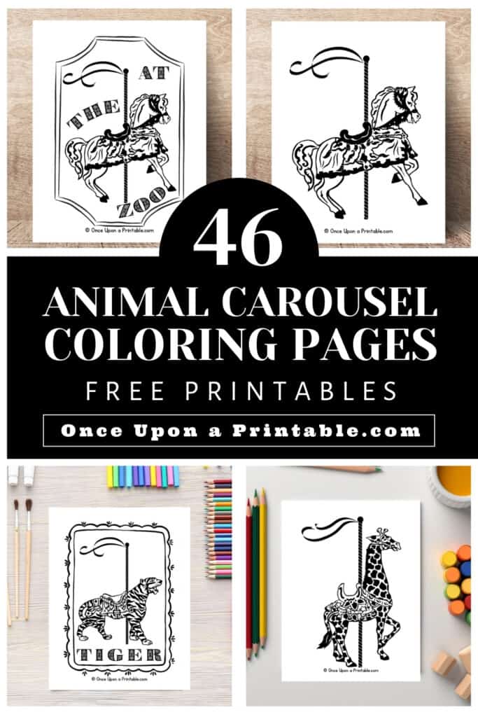 Zoo Animals Carousel Coloring Pages (Free Printables) - Once Upon A ...