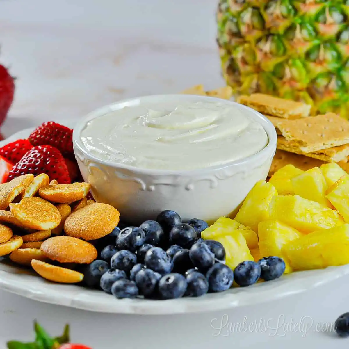 4-Ingredient Sweet Cream Cheese Fruit Dip | Lamberts Lately
