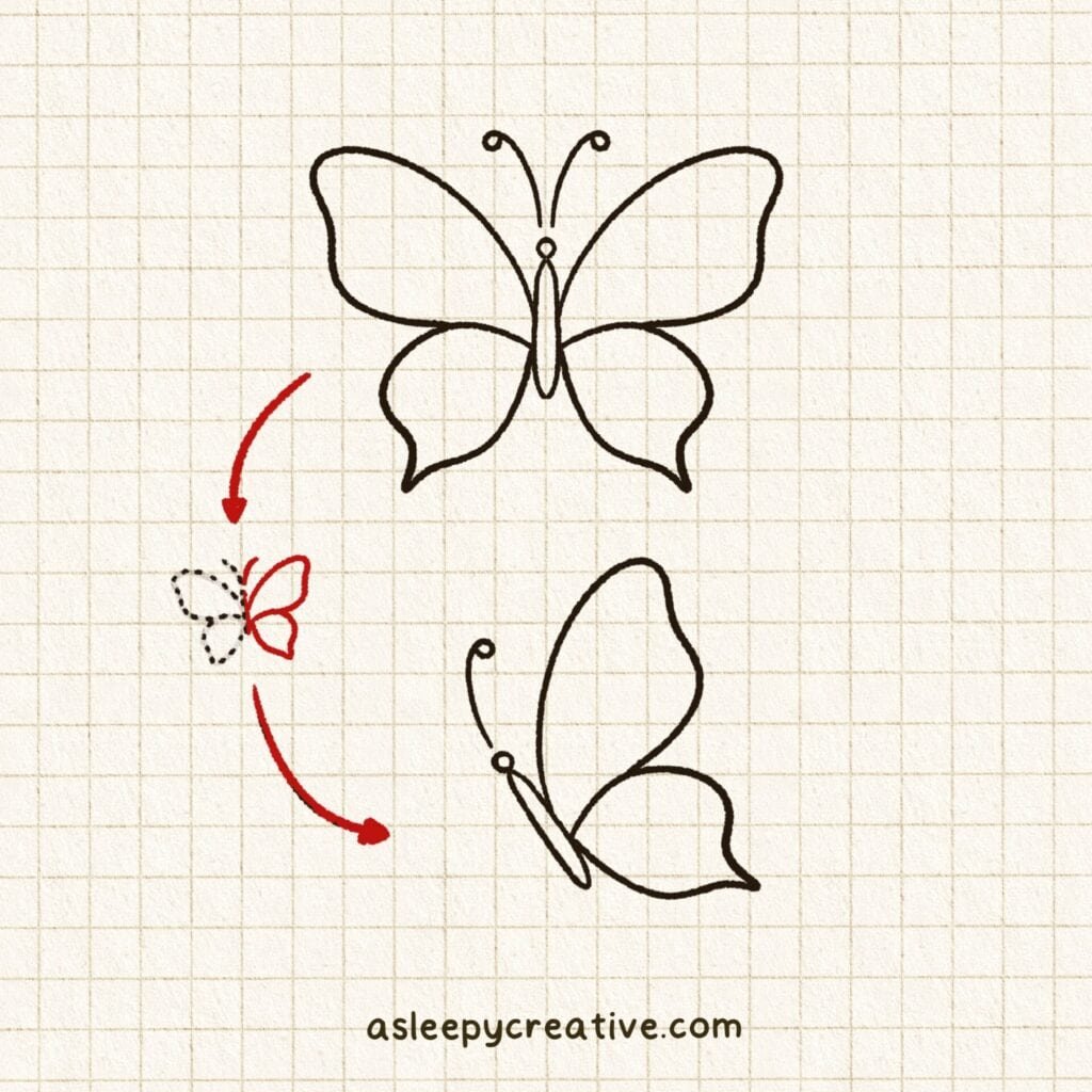 23 Cute and Easy Butterfly Drawing Ideas - a sleepy creative