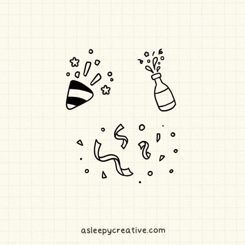 Easy & Cute New Year Drawing Ideas - a sleepy creative