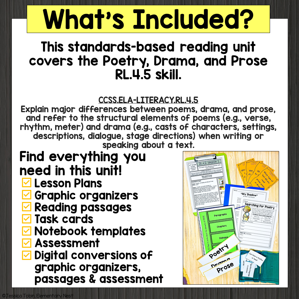 Poetry, Prose, And Drama Reading Comprehension Passages RL.4.5