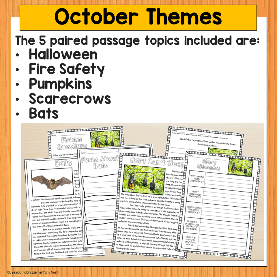 October Reading Comprehension Paired Passages