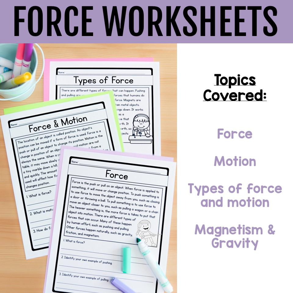 Force And Motion Science Worksheets