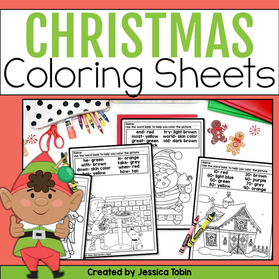 Christmas Coloring Sheets By Word And Number