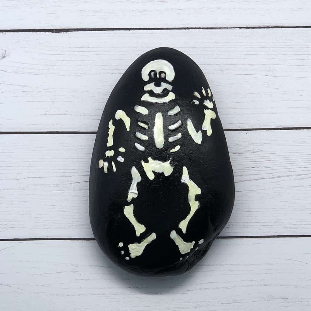 Easy Halloween Skeleton Painted Rocks