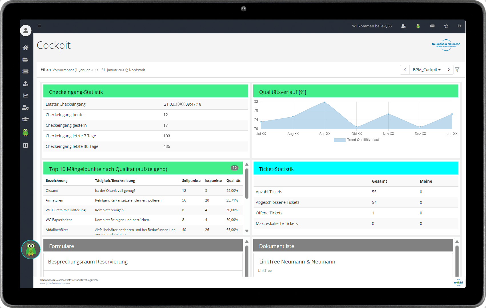 e-QSS WebPortal mit individuellem Cockpit
