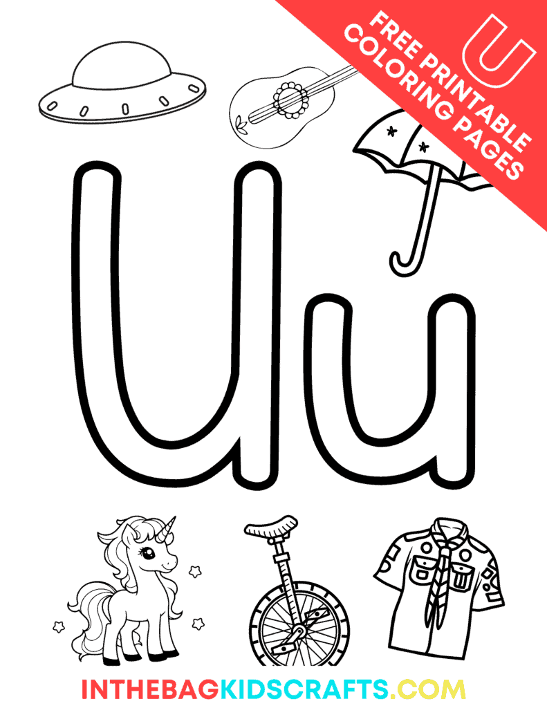 coloring pages with the letter u