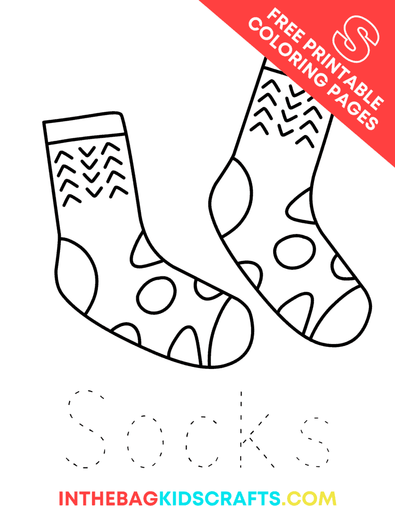 printable coloring pages socks