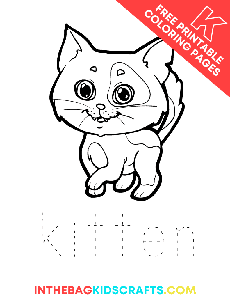 k is for kitten coloring pages